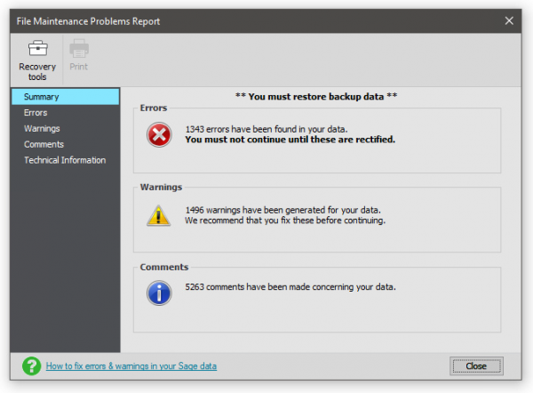 Sage 50 Data Repair - Adept Computer Support Ltd