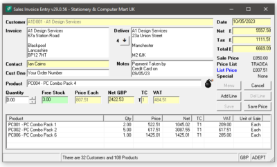 Sage Sales Invoices & Orders - Sage 50 Invoice or Order Entry