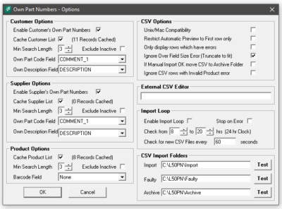 Customer & Supplier Part Numbers - Product Codes & Description