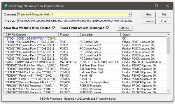 Import Products into Sage 50 - Sage 50 Stock & BOM Importer