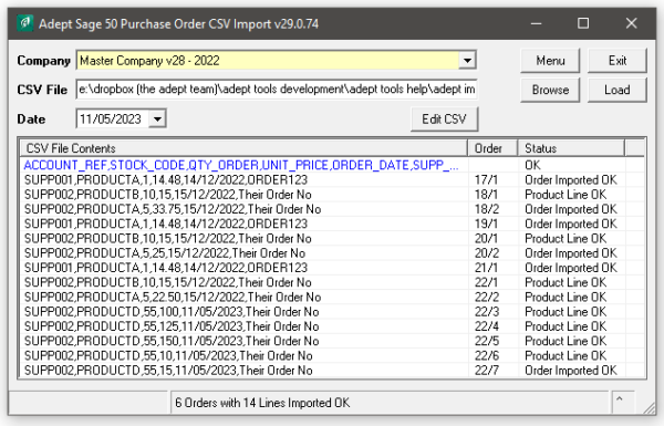Import Purchase Orders into Sage 50 - Adept Add-Ons Import Data
