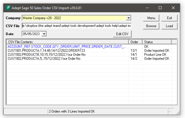 Import Sales Orders into Sage 50 - Adept Add-Ons Import Data